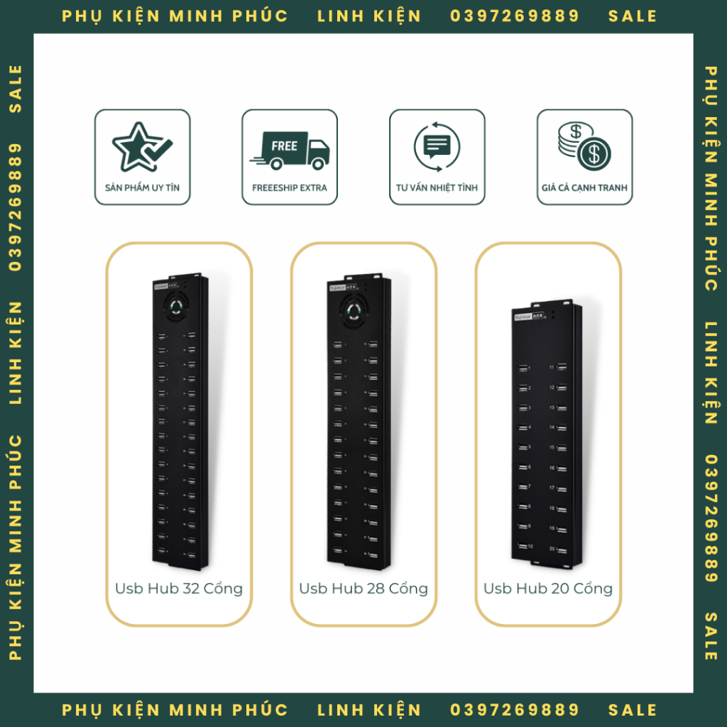 Hub USB 32, 28 và 20 cổng USB 2.0 sipolar - Làm phone farm, sạc điện ...