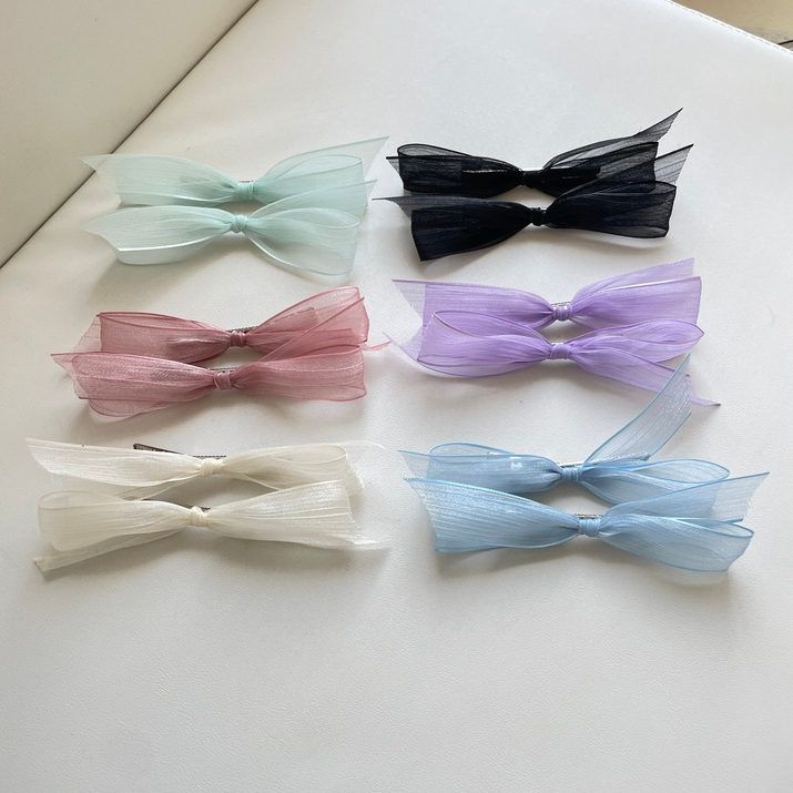 Set Kẹp Mái Nơ Vải Voan Xinh Xắn Modleaf Chiffon Ribbon Set Pin Hàn
