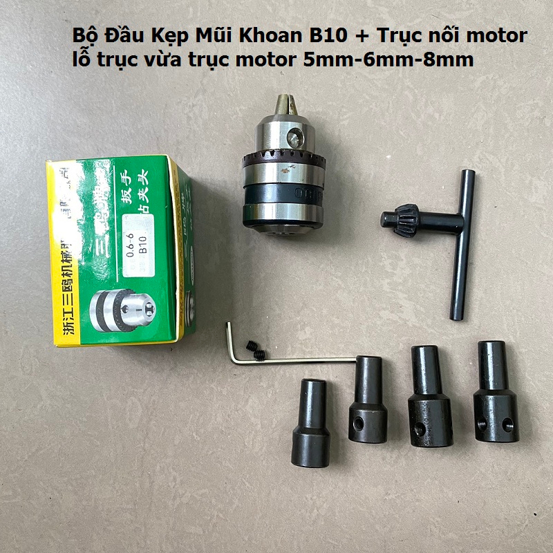 Bộ Đầu Kẹp Mũi Khoan B10 + Nối Trục B10-4mm-5mm-6mm-6,35mm-8mm-10mm-11mm-12mm-14mm chế máy khoan ...
