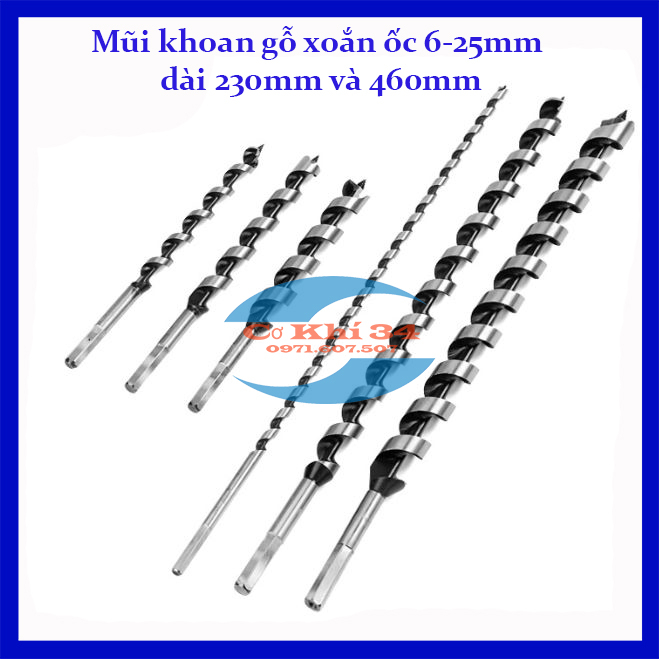 Mũi khoan gỗ xoắn ốc có đầu định tâm đủ size từ 6mm-25mm dài 230mm và 460mm | Shopee Việt Nam