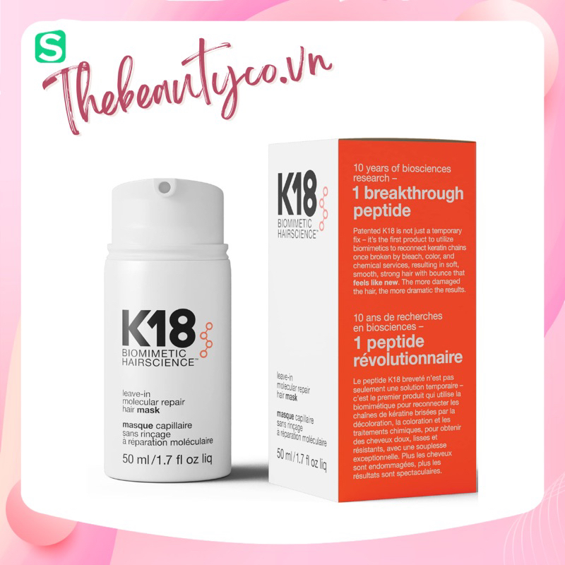 (Bill US) Mặt nạ siêu phục hồi tóc K18 Biomimetic Hairscience Leave-In Molecular Repair Hair ...