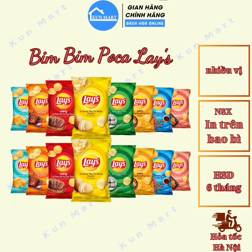 Bim Bim 💕FREESHIP💕 Bim Bim Poca Lay's Thơm Ngon 56g | Shopee Việt Nam