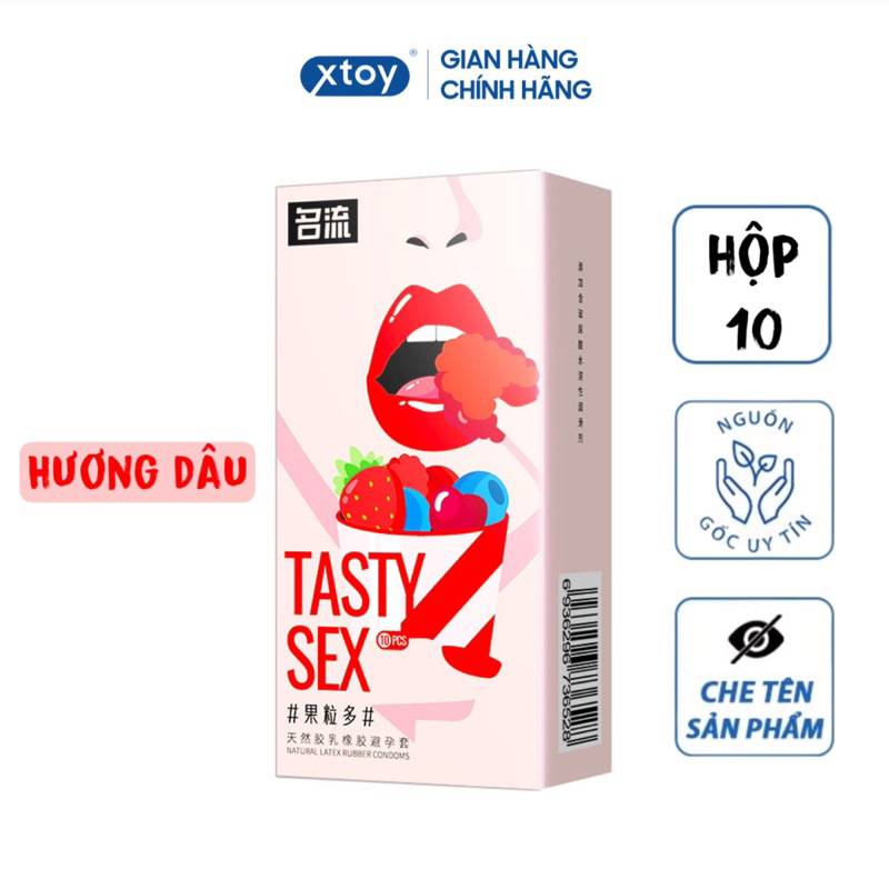 Bao cao su Oral Tasty S.E.X, quan hệ bằng miệng, hương dâu, bcs miệng, hộp 10 bcs | Shopee Việt Nam