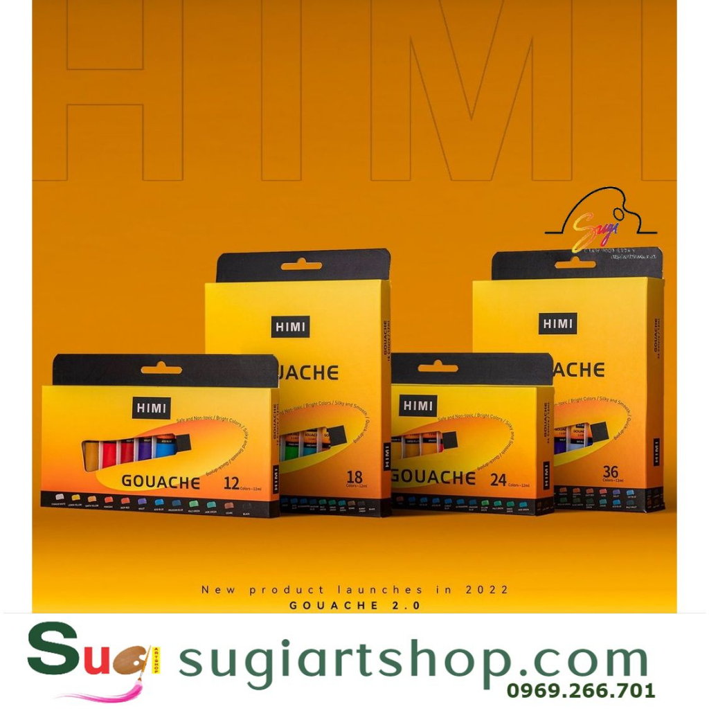 Màu Gouache Miya Himi Set 12/18/24/36 màu dạng tuýp 12ml [Miya Himi ...
