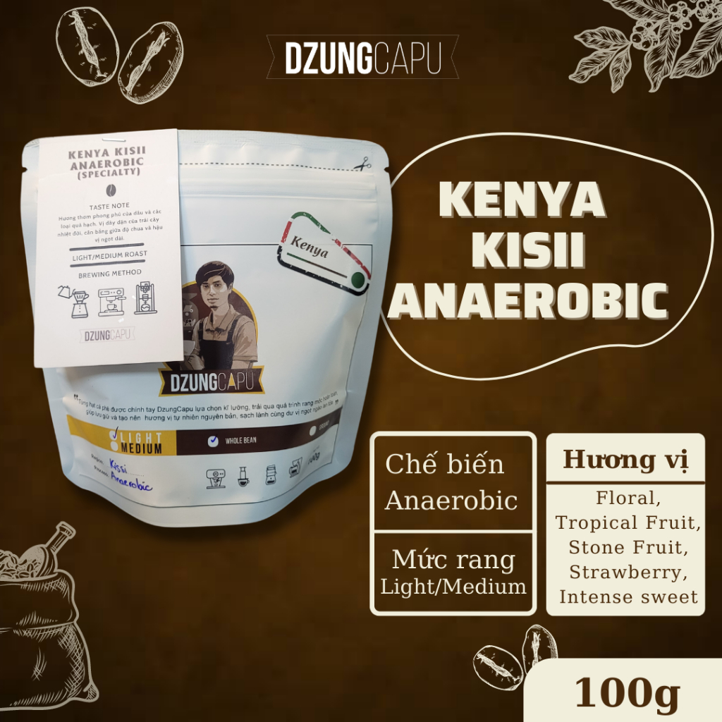 Cà phê Kenya Kisii AA - Sơ chế Anaerobic - gói 100g - DzungCapu Specialty Coffee | Shopee Việt Nam