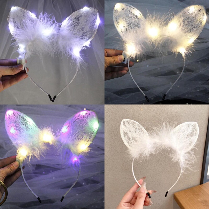 băng đô cài tóc tai thỏ có đèn LED | Shopee Việt Nam