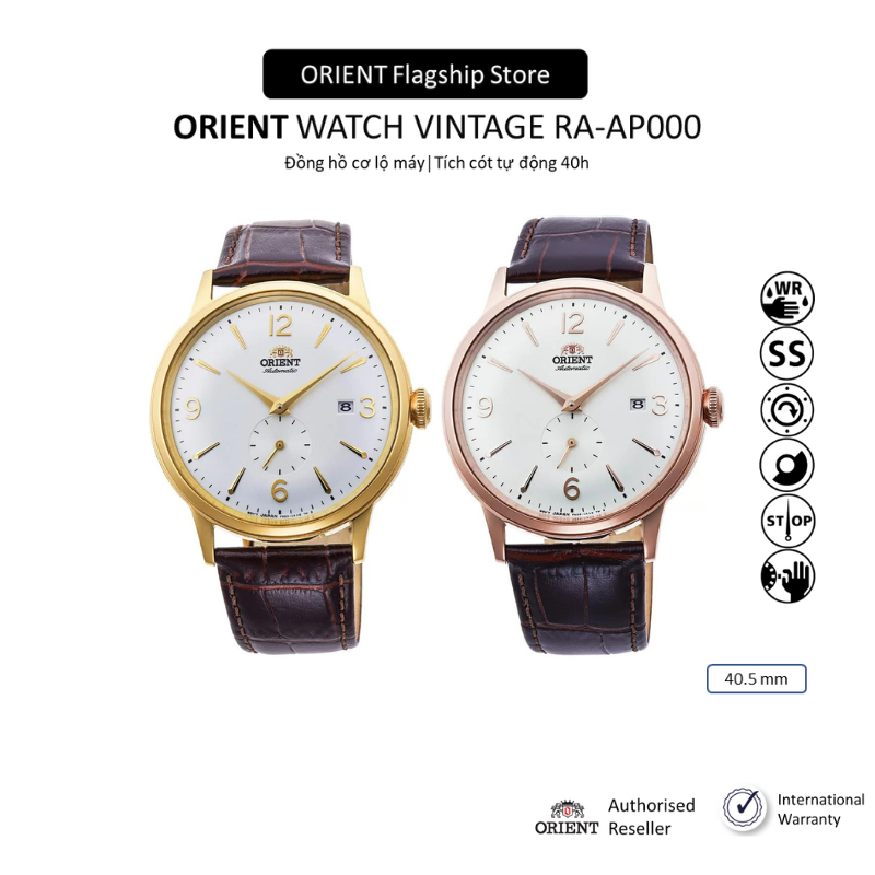 Đồng hồ cơ nam Orient Watch Vintage RA-AP000 mặt đáy lộ cơ kính cường lực cong dây da đeo tay ...