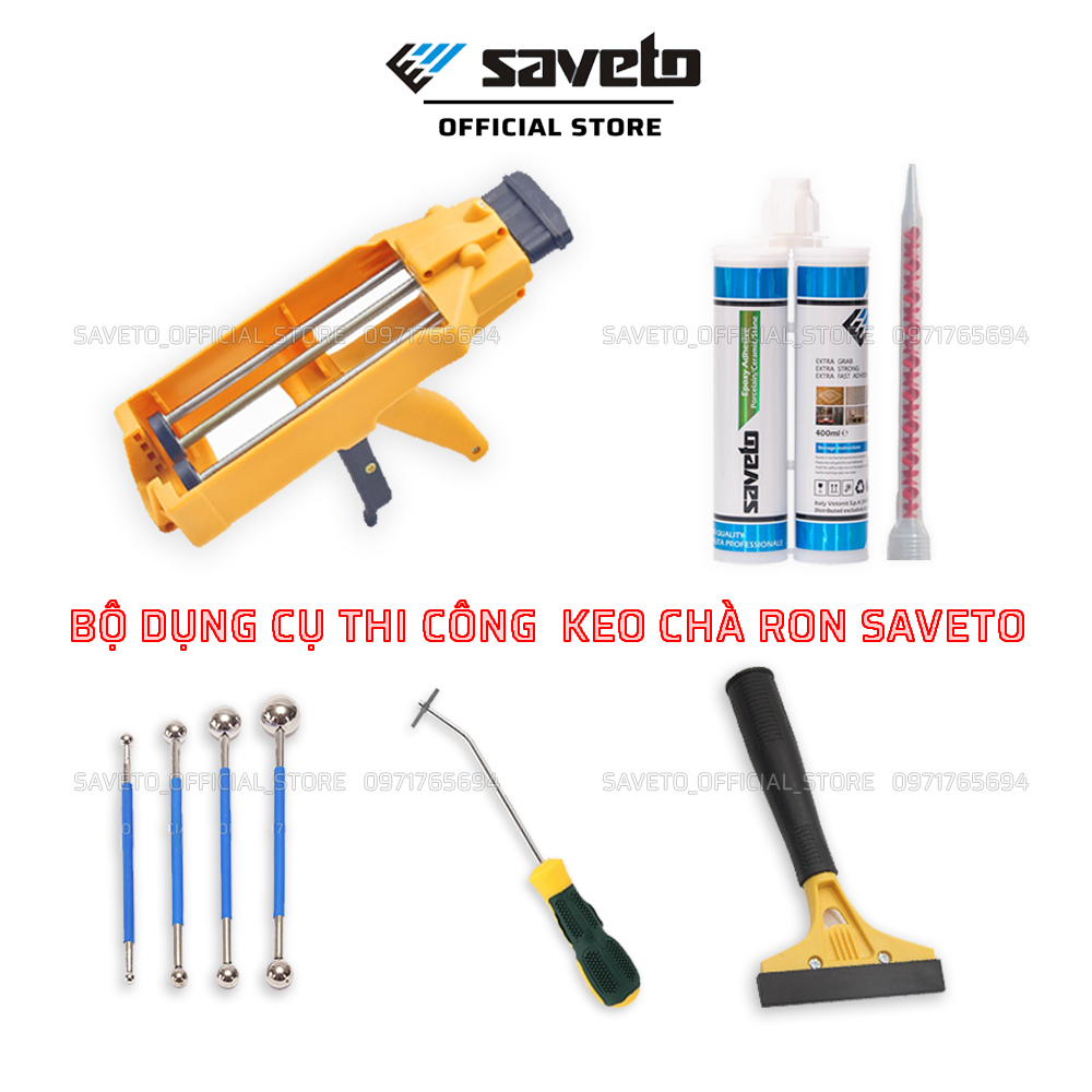 Combo keo chà ron Saveto epoxy 2 thành phần và bộ dụng cụ thi công keo ...