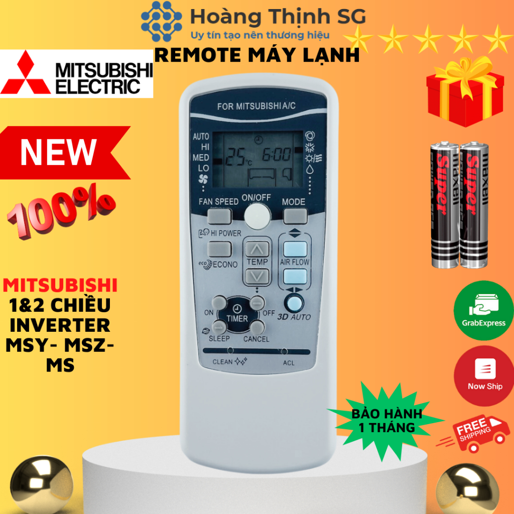 Điều khiển điều hòa Mitsubishi dòng MSY- MSZ- MS, remote máy lạnh Mitsubishi MSY- MSZ- MS - Tặng ...