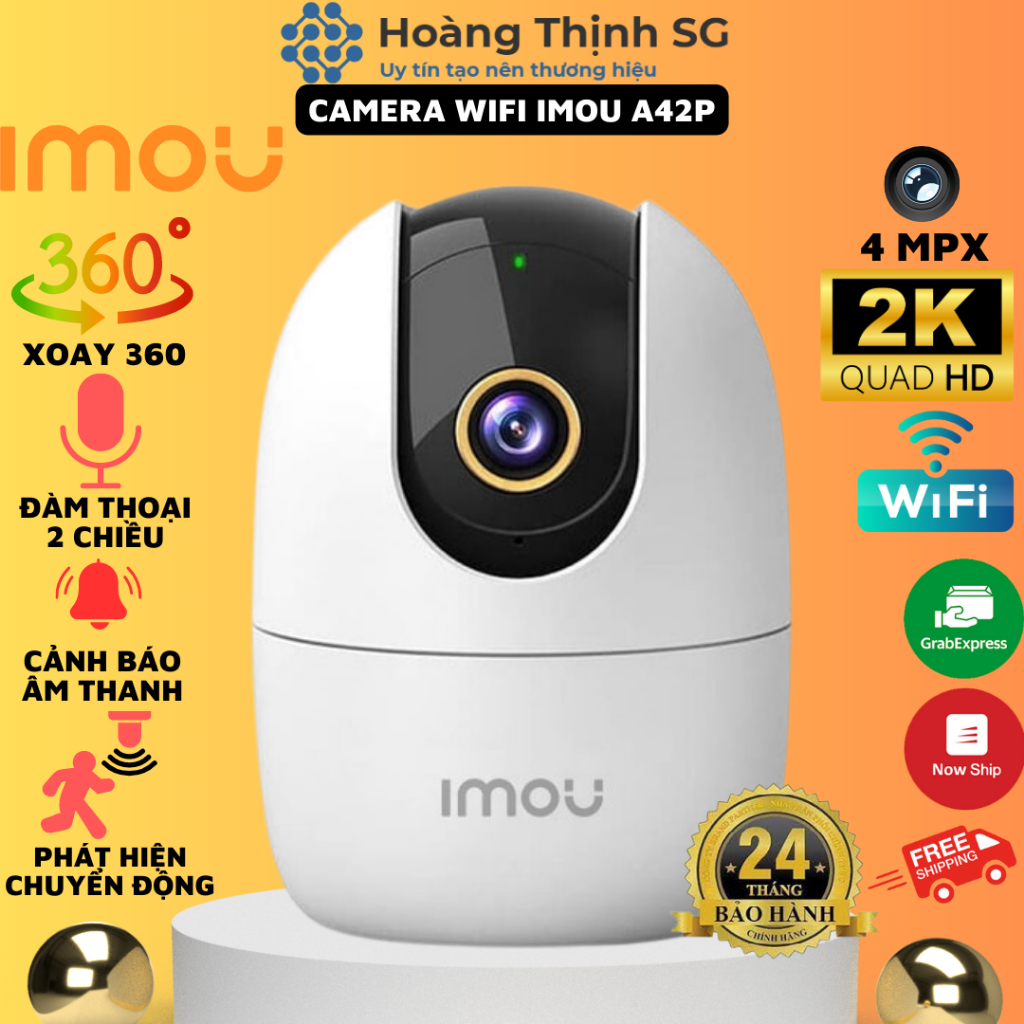 Camera Wifi Imou A42P 4Mpx QHD-2K, Xoay 360, đàm thoại 2 chiều, Bảo ...