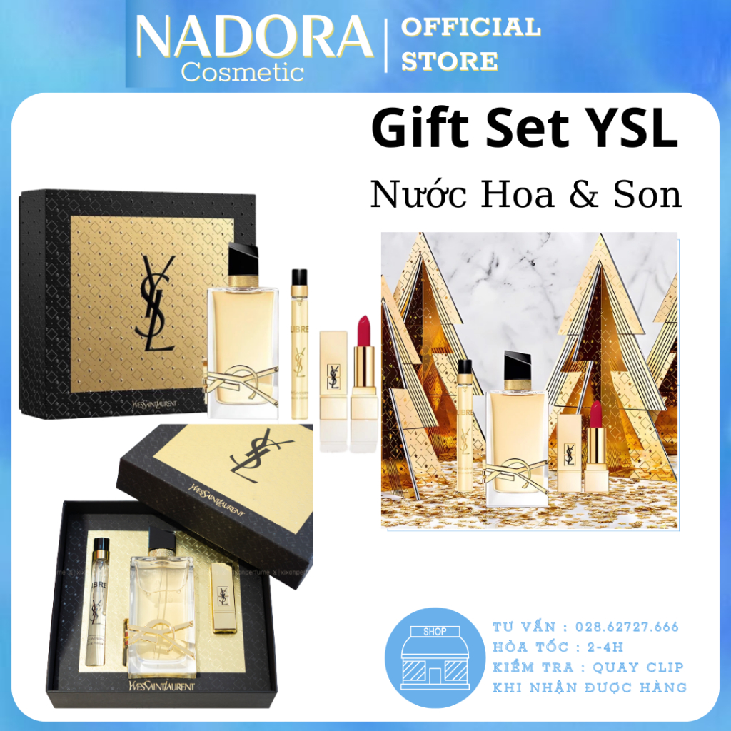 Bộ Nước Hoa Gift Set YSL Libre EDP Holiday Xmas (90ML + 10ML + Son YSL ...