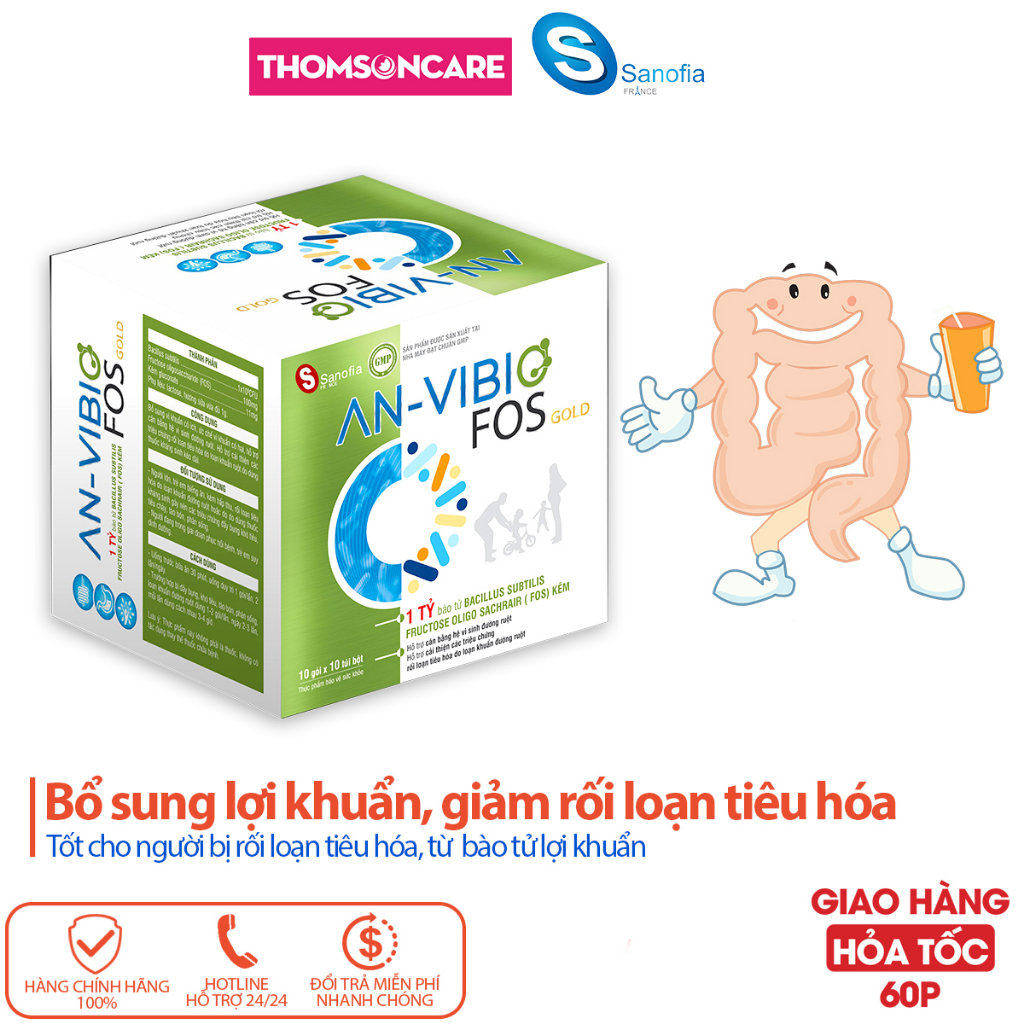 Men vi sinh An Vibio Fos Gold combo 10 gói - Bổ sung lợi khuẩn, giảm ...