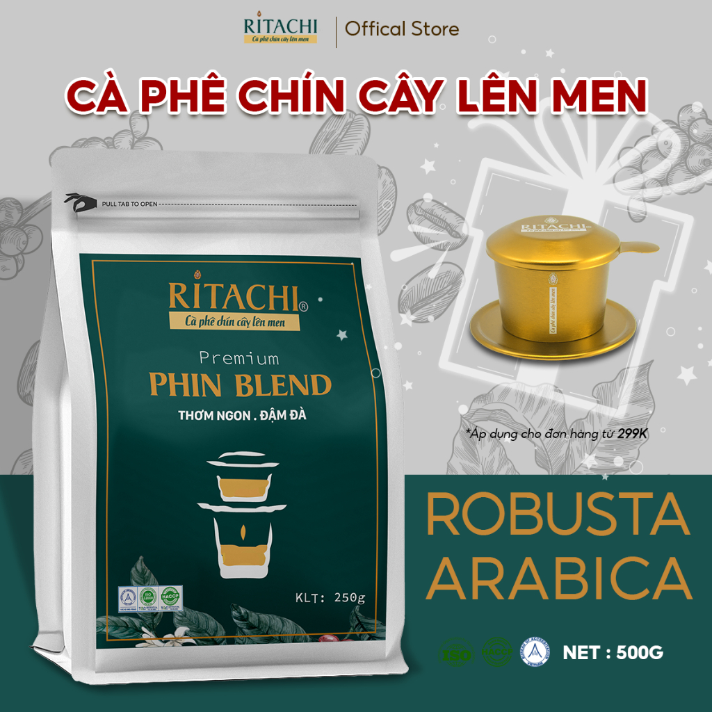 Cà Phê Nguyên Chất Phin Blend Ritachi, Cà Phê Arabica và Cà Phê Robusta ...