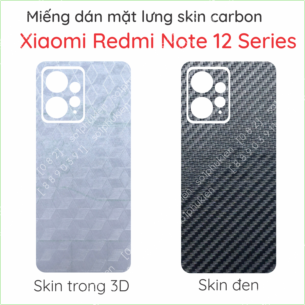 Miếng dán mặt lưng skin carbon dành cho Xiaomi Redmi Note 12 4G (quốc ...