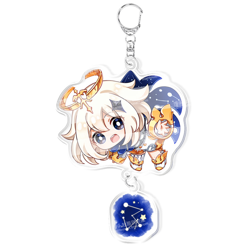 Móc khóa anime Genshin Impact có vũ khí 2 mặt nhựa mica, móc chìa khoá ...
