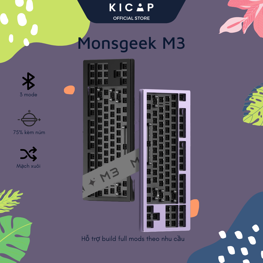 Bàn phím cơ custom Monsgeek M3 nhôm CNC mạch xuôi gasket mount full ...
