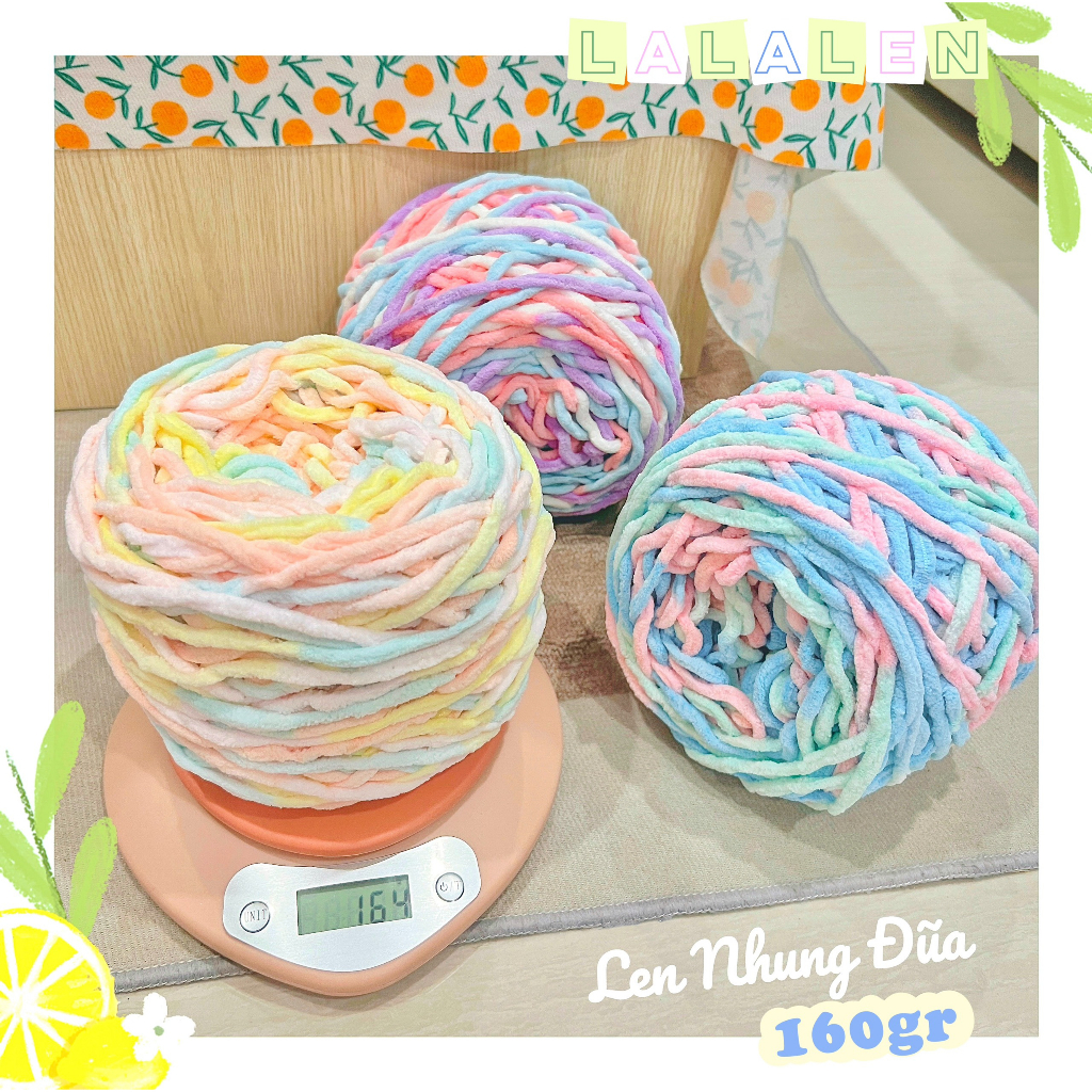 Len Nhung Đũa / Len Bông Sữa 5mm (Bảng Màu Loang) - Cuộn 160gr | Shopee ...