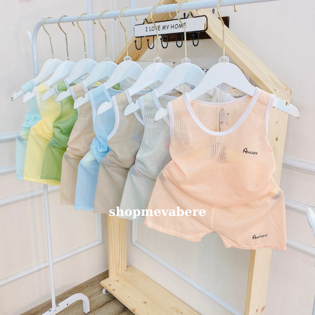 Bộ ba lỗ vải sợi tre Ava cho bé trai bé gái sơ sinh 3-13kg, nhiều màu ...