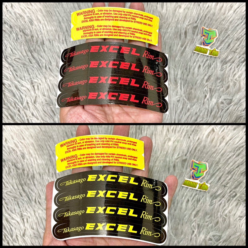 Bộ 6 Tem Excel Rim nền đen (gồm 4 tem Excel + 2 tem Warning) | Shopee ...