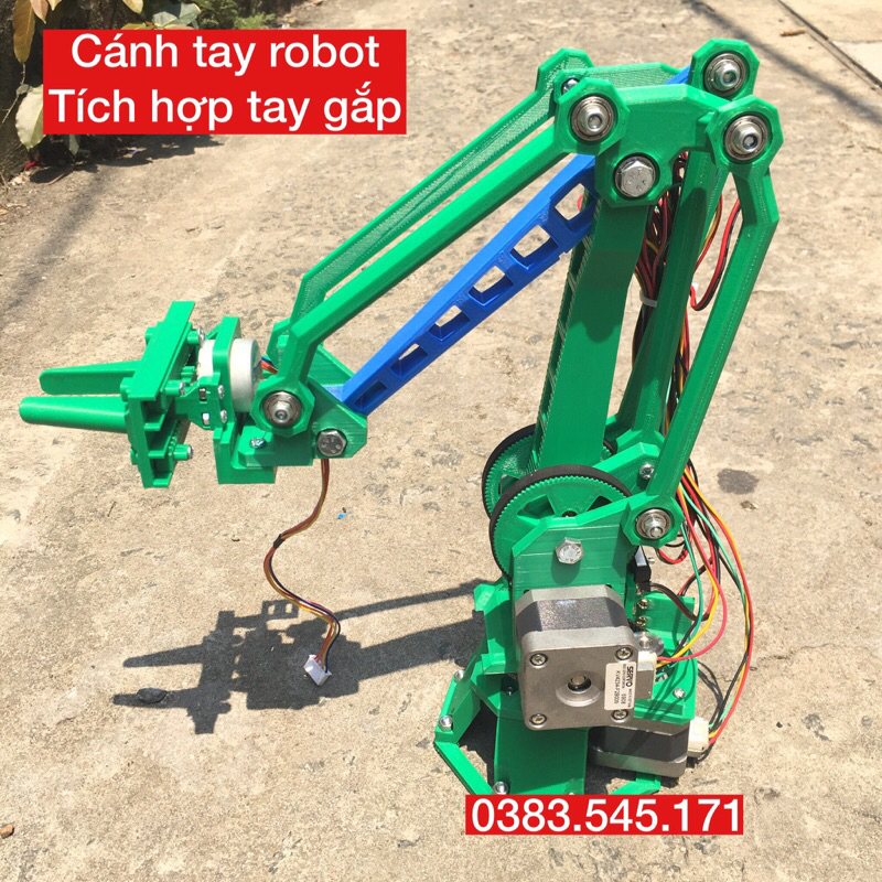 Cánh tay robot IN 3D kèm động cơ bước (lắp ráp sẵn như hình, giao màu ...