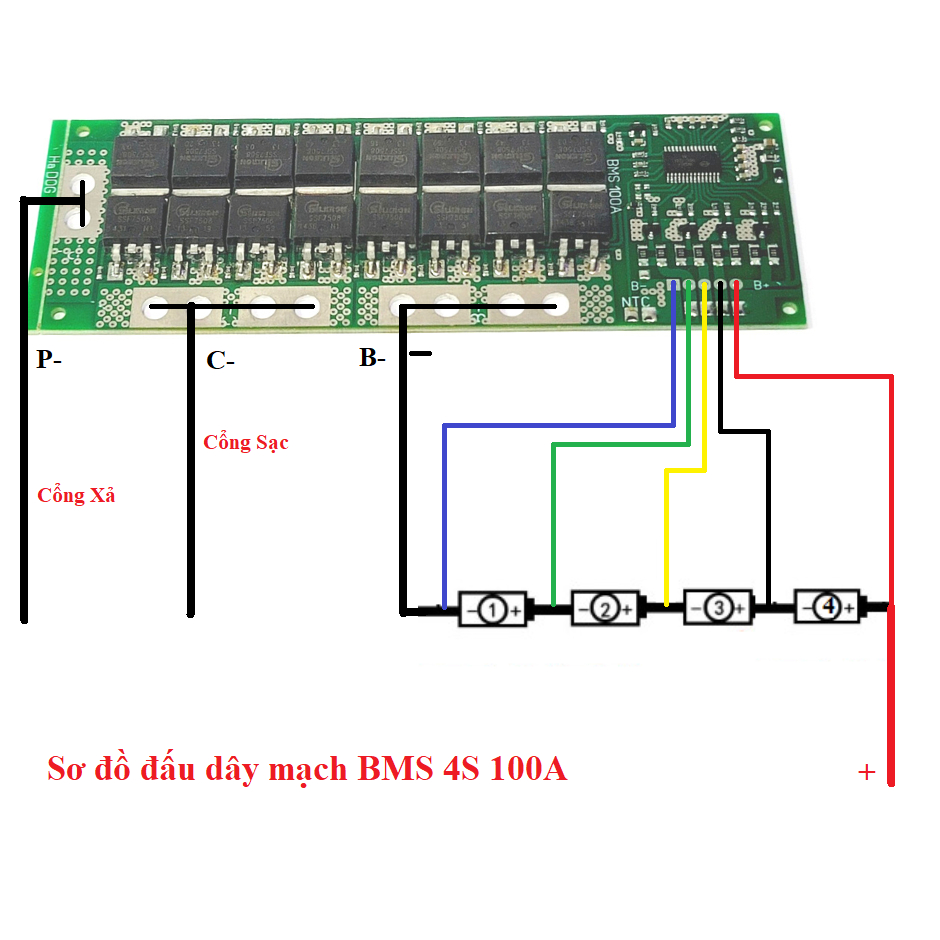Mạch BMS , Mạch cell 3S 100A 150A hệ 12.6v chống chập tải đầu ra, có NTC cảm biến nhiệt độ ...