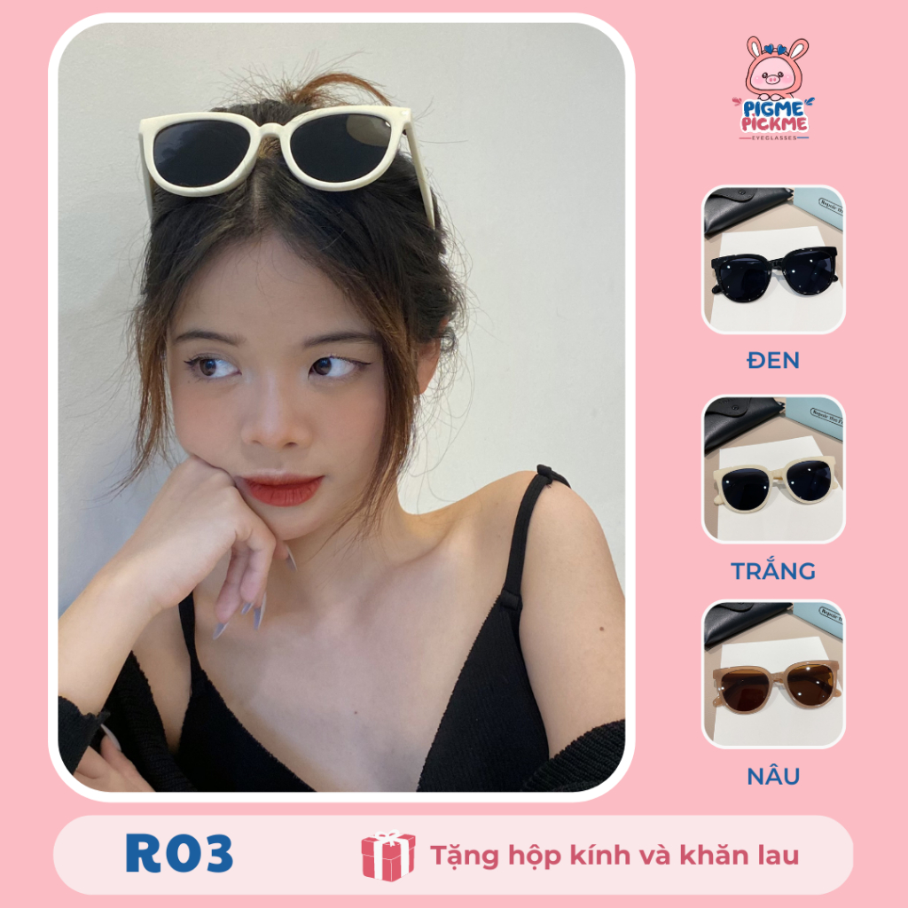 Kính râm nữ mắt tròn chất liệu nhựa thời trang, phong cách trẻ trung R03 | Shopee Việt Nam