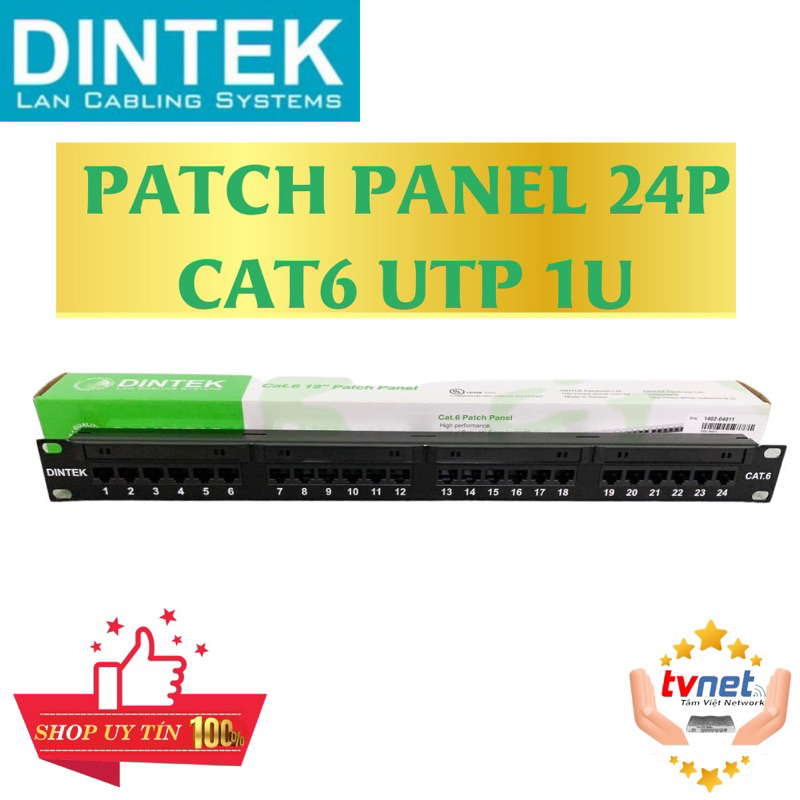 DINTEK Patch Panel Cat.6 UTP 1U 24P 19inch (1402-04011) | Shopee Việt Nam