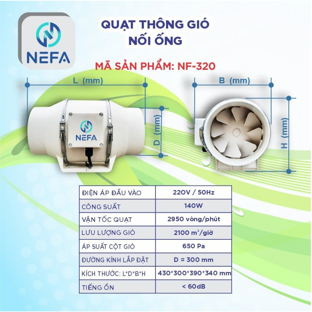 Quạt thông gió nối ống đồng trục mô tơ đồng NF320 | Shopee Việt Nam