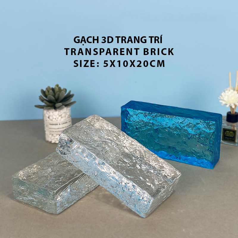 Gạch nhựa pha lê 3D decor Crystal Block trong suốt gợn sóng trang trí ...