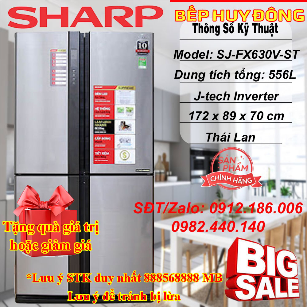 Tủ lạnh Sharp Inverter 556 lít SJ-FX630V-ST | Shopee Việt Nam