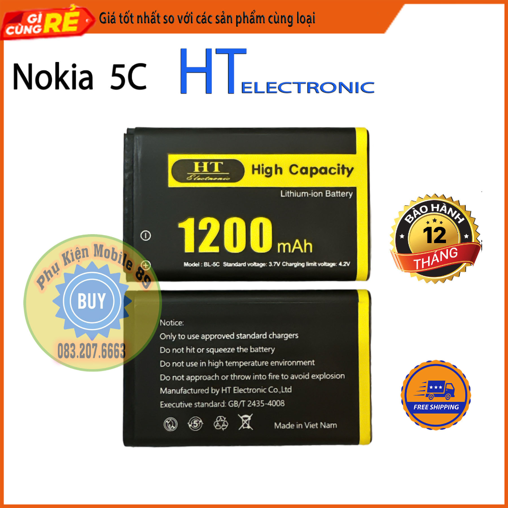 Pin nokia Bl 5C HT Loại Chuẩn (Chip Bảo Vệ Chống Phồng Pin) - pin HT ...