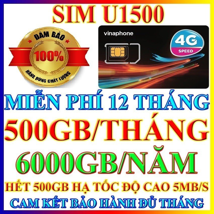 Sim 4G Full Băng Thông Không Giới Hạn 4G Trọn gói 1 năm U1500- Sim Vina ...