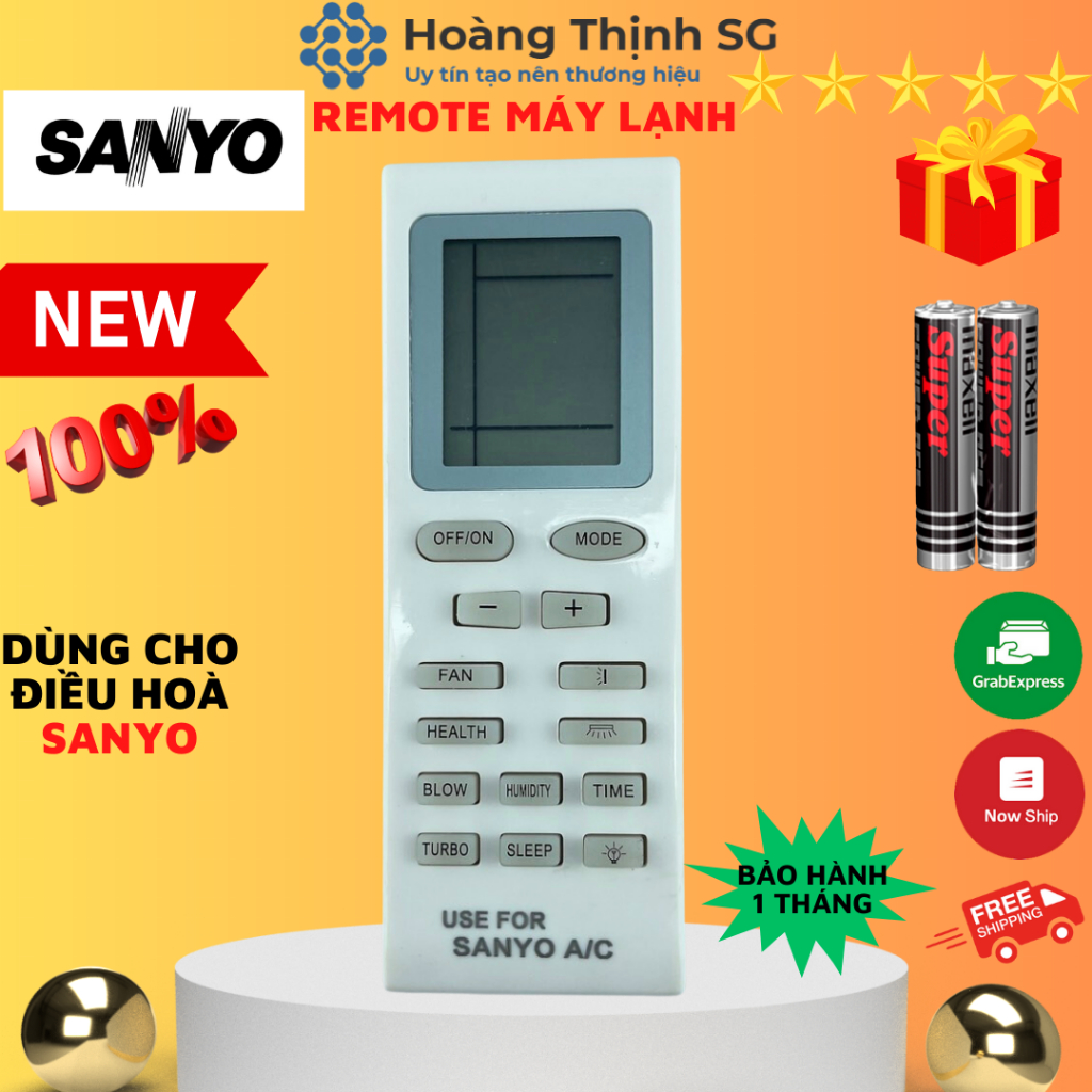 Điều khiển điều hoà SANYO, remote máy lạnh SANYO - tặng kèm pin ...