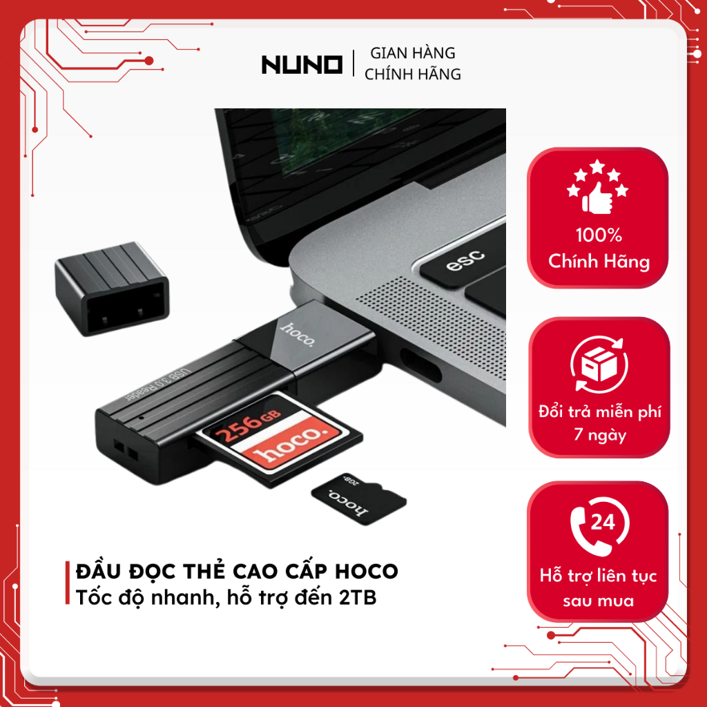 Đầu đọc thẻ nhớ Hoco HB20 Mindful - hỗ trợ khe microSD/SD tốc độ cao ...