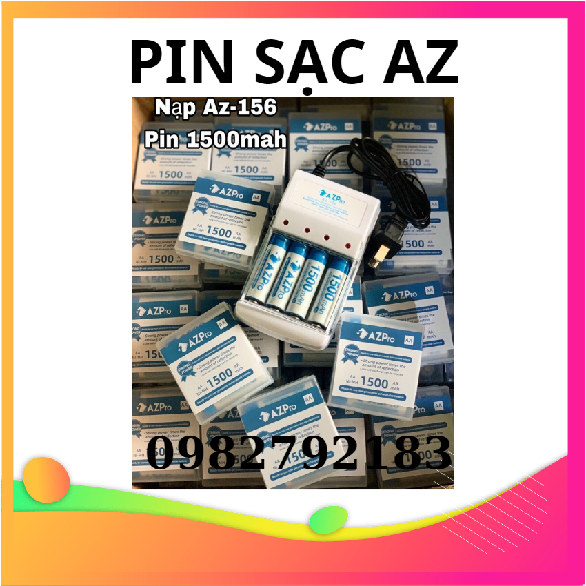 Pin Sạc AA AzPro tự ngắt 1500,3500mAh Cho Micro, Đồng Hồ, Đồ Chơi ...