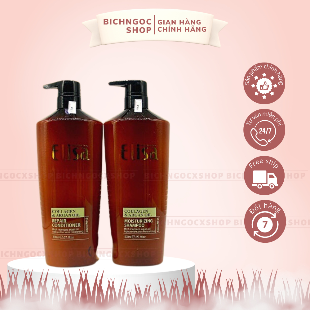 [CHÍNH HÃNG] Dầu gội xả Collagen Elisa 800ML * 2 dưỡng sinh phục hồi ...