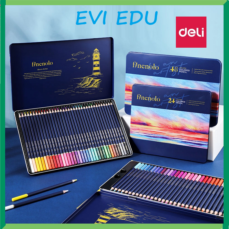 Bút chì màu nước gỗ trầm cao cấp Finenolo Deli EC129 / C129 hộp thiếc ...