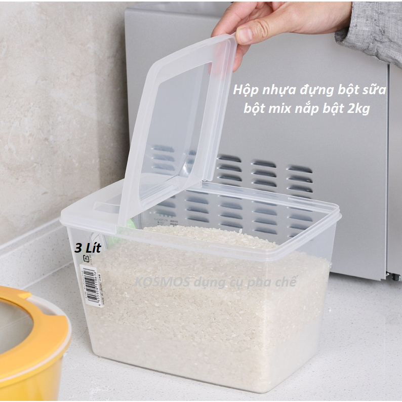 Hộp nhựa nắp bật đựng bột, hạt cà phê dung tích 3L (khoảng 2kg bột) | Shopee Việt Nam