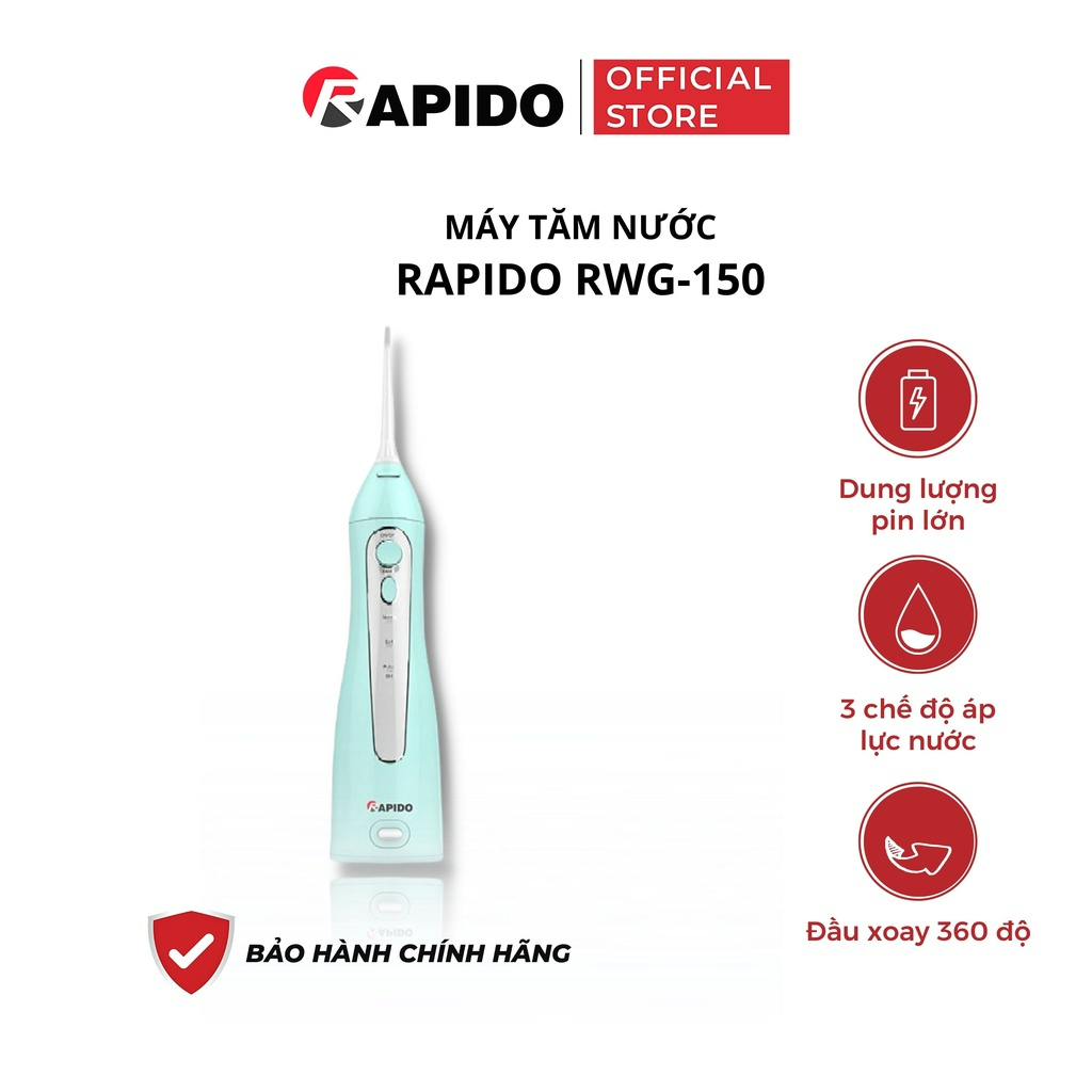 Máy tăm nước cầm tay du lịch Rapido 150ml chăm sóc răng miệng toàn diện ...