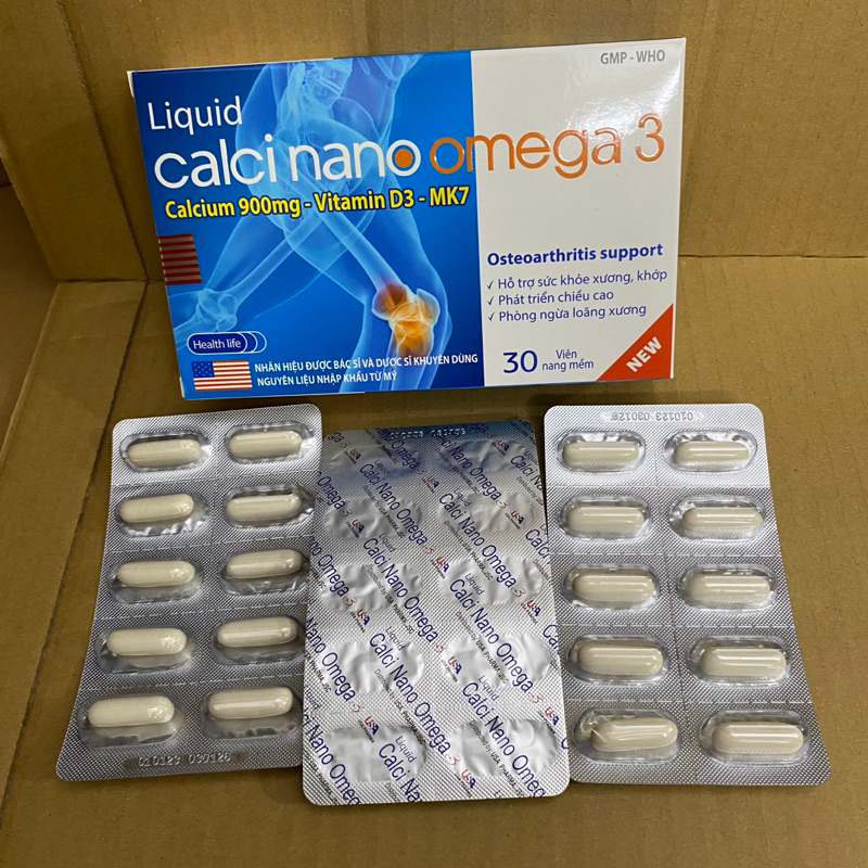 Viên uống bổ sung canxi nano mk7 LIQUID CALCI NANO OMEGA 3 Hộp 30 viên ...