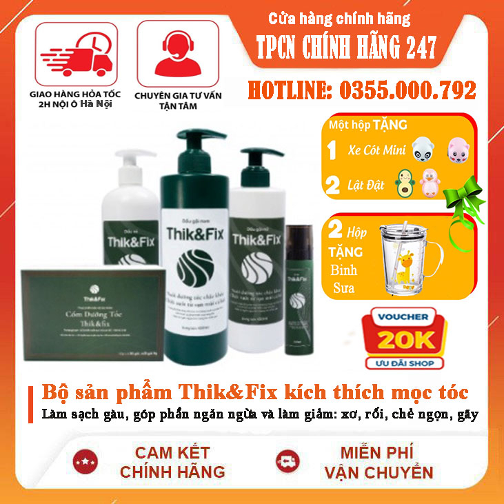 🍀[CHÍNH HÃNG]🍀 Bộ sản phẩm Thik&Fix hỗ trợ kích thích mọc tóc, phục hồi ...