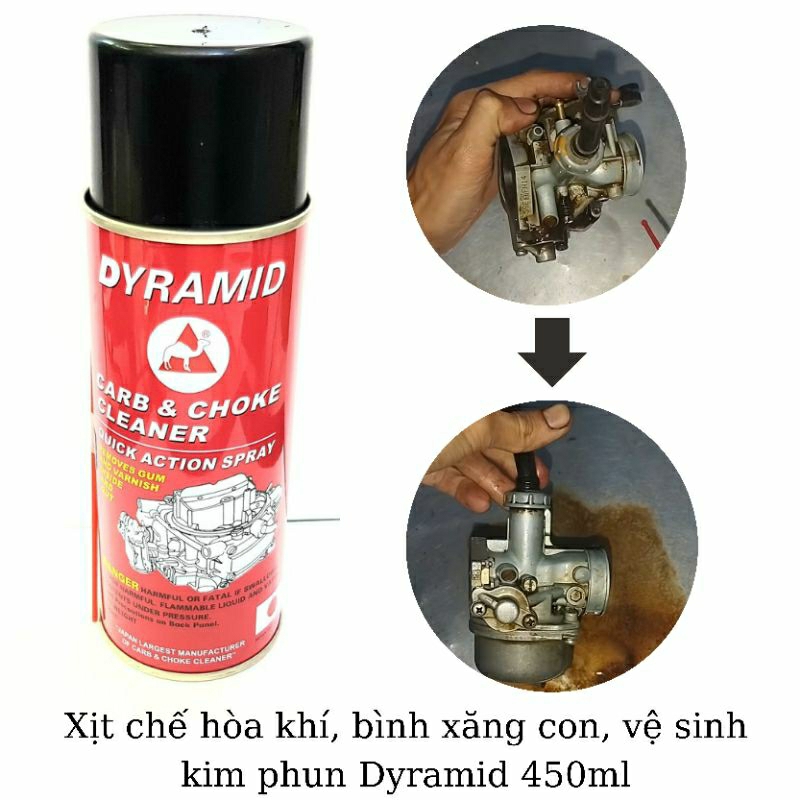 Xịt chế hòa khí lạc đà Dyramid 450ml vệ sinh kim phun bình xăng con ...