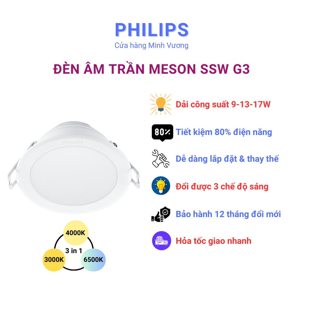 Đèn âm trần Meson SSW 3 chế độ màu | Shopee Việt Nam