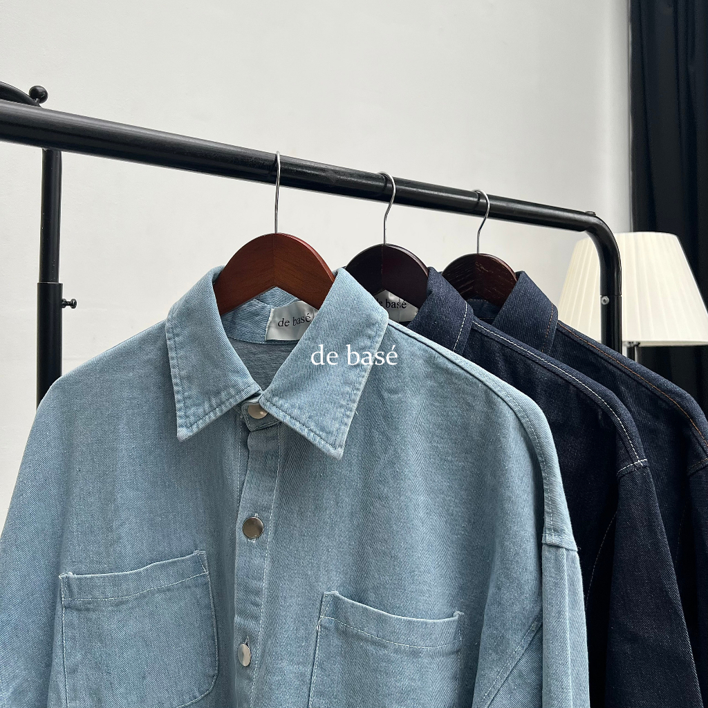 Áo Sơmi Denim -Oversize Denim Shirt - De Basé | Shopee Việt Nam