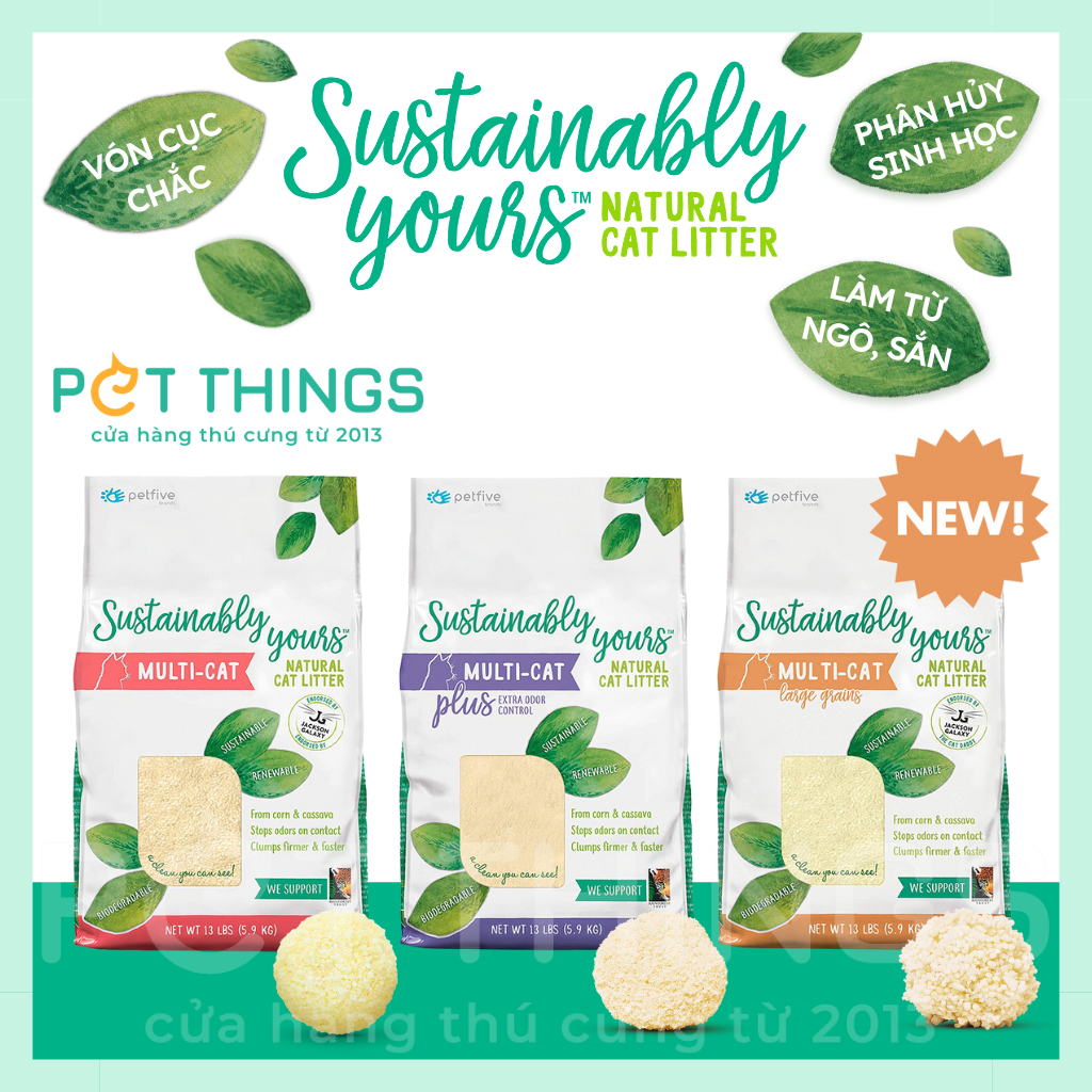 Cát Vệ Sinh cho Mèo Petfive Sustainably Yours (USA) Hữu Cơ từ Bắp Ngô ...