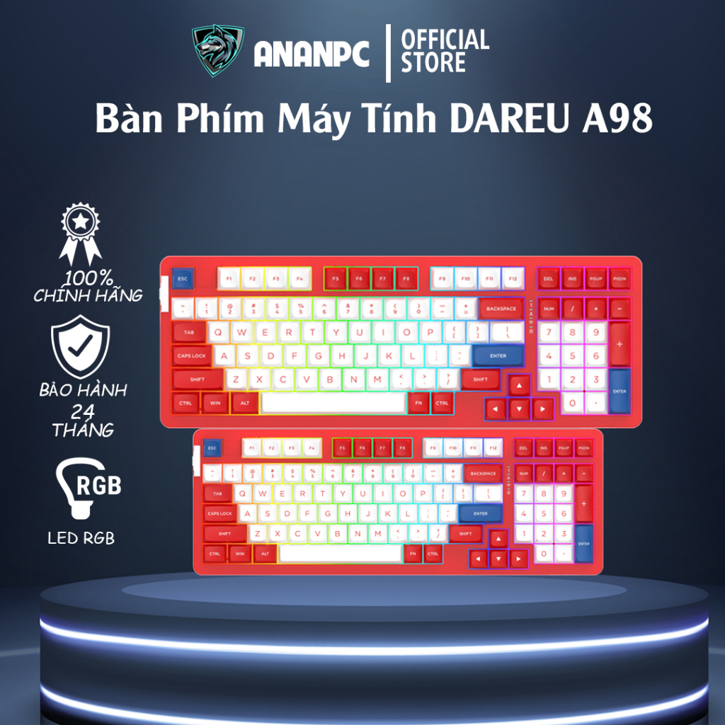 Bàn Phím Máy Tính DAREU A98 - Bàn Phím Cơ An An PC Kết Nối 3 Chế Độ LED RGB | Shopee Việt Nam