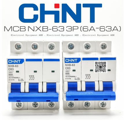 Aptomat MCB 3 Pha Chint NXB-63:6A, 10A, 16A, 25A, 32A, 40A, 50A, 63A ,80A,100A,125A;Dòng Cắt 6KA ...
