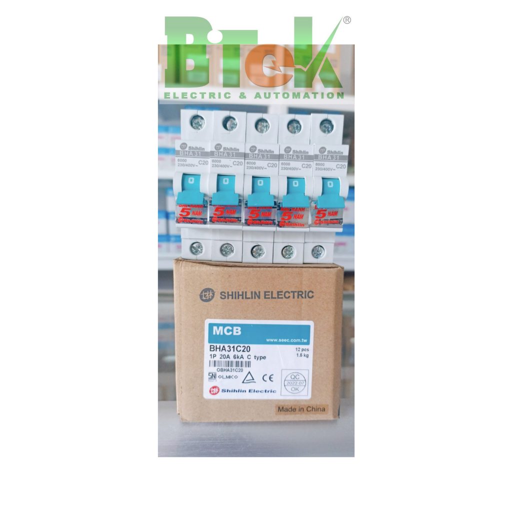 MCB (CB tép) Shihlin BHA 1P 6.10.16.20.25.32.40A.50A.63A, 6kA (Màu ...