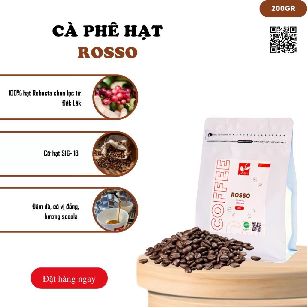 Cà phê hạt rang ROSSO - 200gr( Coffee & Tea VN) | Shopee Việt Nam