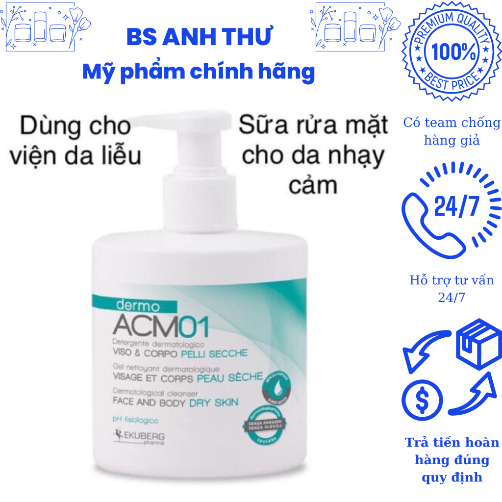 [NHẬP KHẨU CHÍNH HÃNG] DERMO ACM01 300ml Ý Sữa rửa mặt và tắm dành cho ...